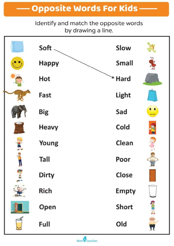 Printable English Opposite Words Worksheets For Preschool