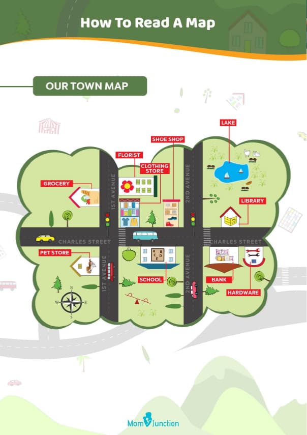 Reading A Map: Free Worksheet For First Grade