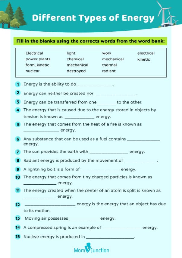 Worksheets Identifying Types Of Energy